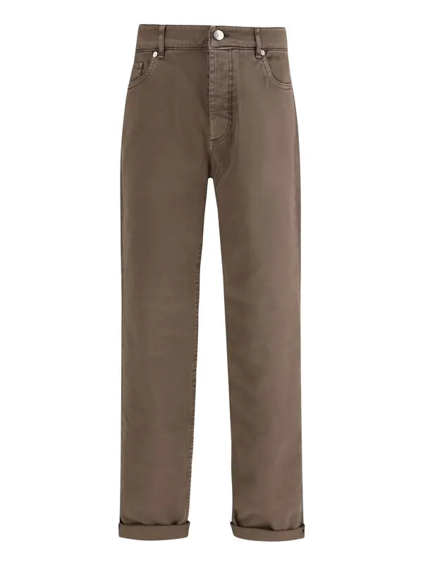Brunello Cucinelli Jeans With Turn-up Hem - Brown