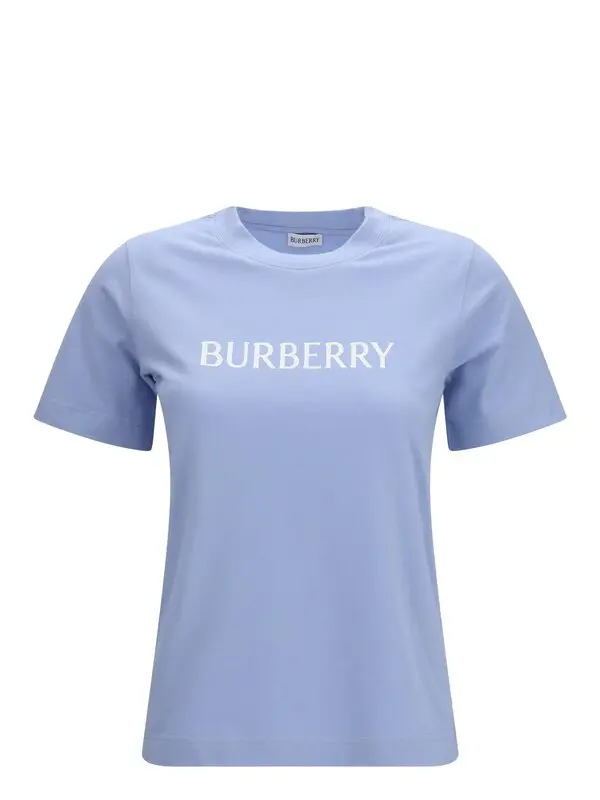Burberry Embroidered Logo Cotton T-shirt - Blue