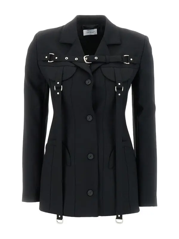 Off-White Structured Buckled Blazer - Multicolor