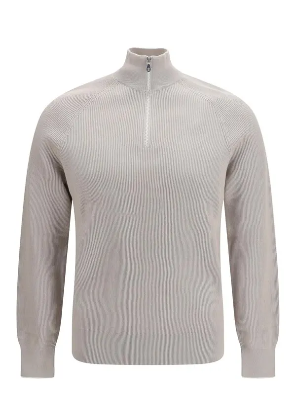 Brunello Cucinelli Brunello Cucinilli Cotton Sweater With High Neckline - Cream