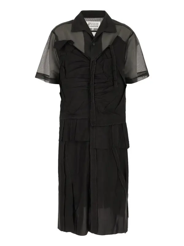 MAISON MARGIELA Layered Mesh Short Sleeve Dress - Multicolor