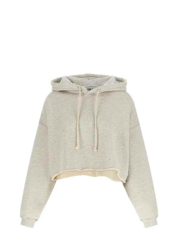 GOLDEN GOOSE Crystal Appliqué Melange Cotton Hoodie - Gray
