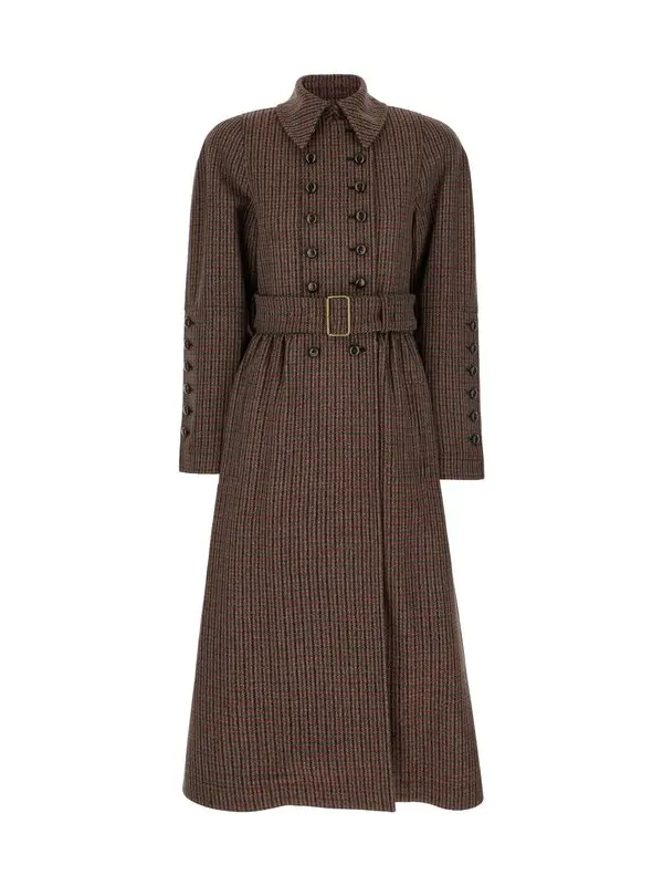 Chloé Wool Blend Double-breasted Patterned Coat - Multicolor
