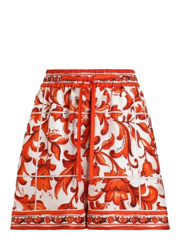 Dolce & Gabbana Maiolica Print Silk Shorts - Multicolor