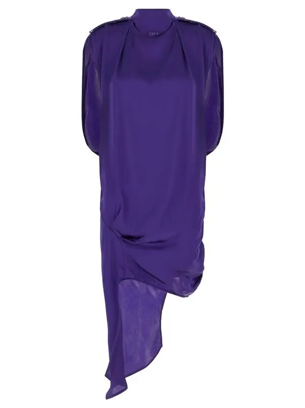 Off-White Asymmetrical Ruched Dress - Multicolor