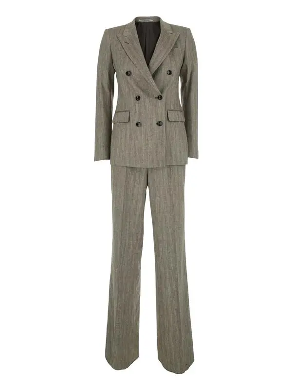 Tagliatore Linen Blend Double-breasted Suit - Gray