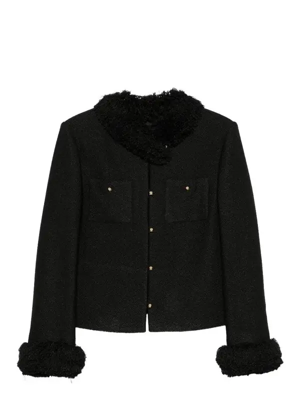 Celine Fringed Wool Blend Jacket - Multicolor