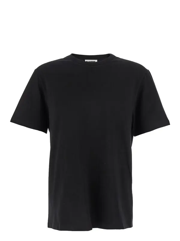 JIL SANDER Black Crewneck T-shirt With Logo Patch On The Rear In Cotton - Multicolor
