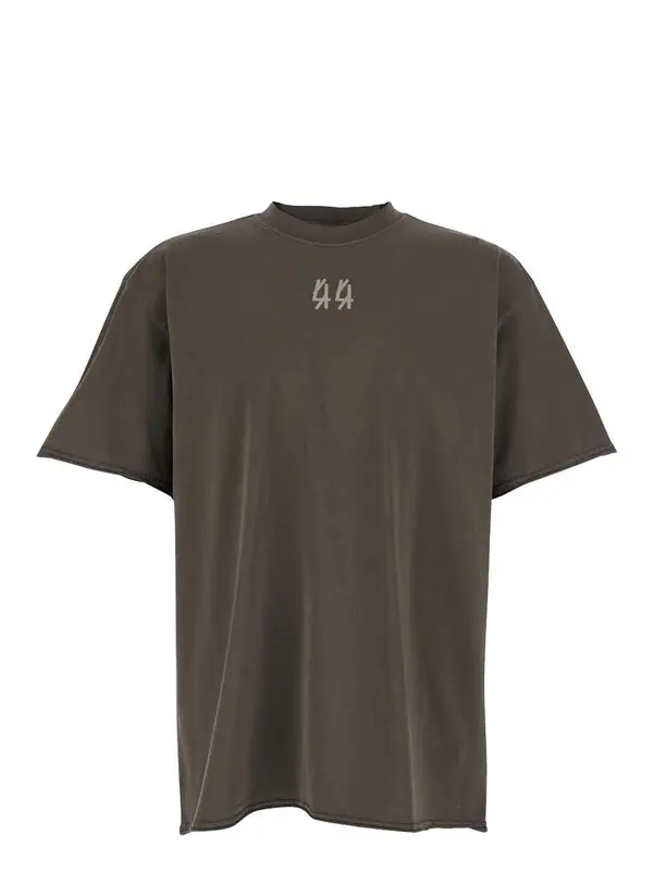 44 LABEL GROUP Grey Crew Neck T-shirt With Maxi Logo On The Back In Cotton For - Gray