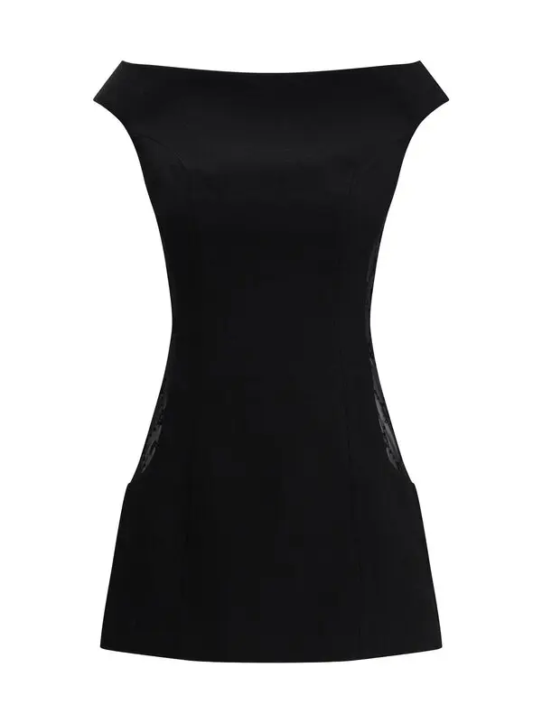 MARINE SERRE Wool Bouclé Sleeveless Mini Dress - Black