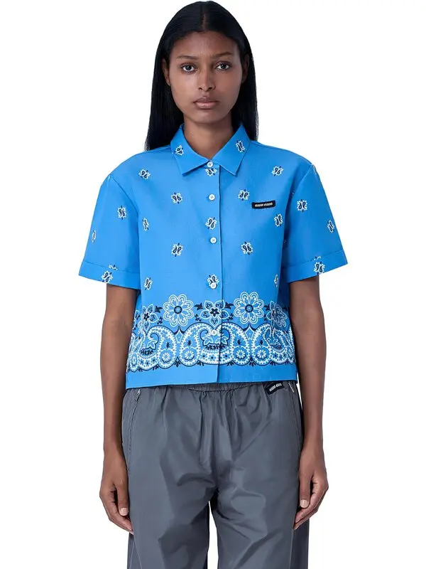 Miu Miu Bandana Print Poplin Shirt - Blue