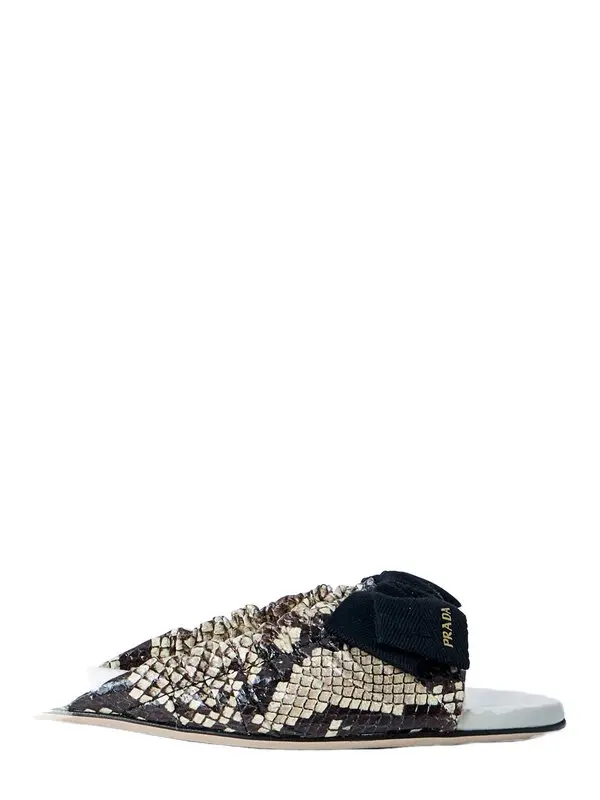 Prada Textured Slide Sandals - Gray