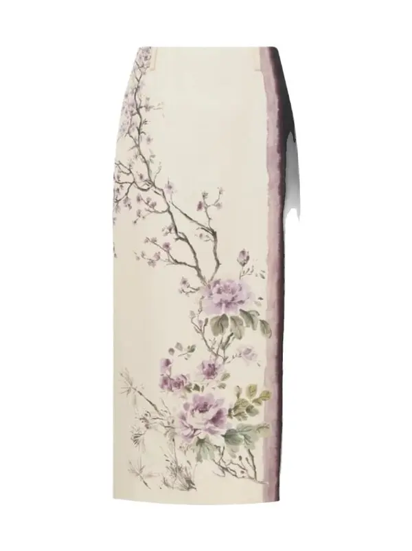 Dior Printed Midi Skirt - White