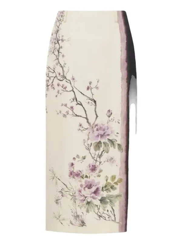 Dior Printed Midi Skirt - White