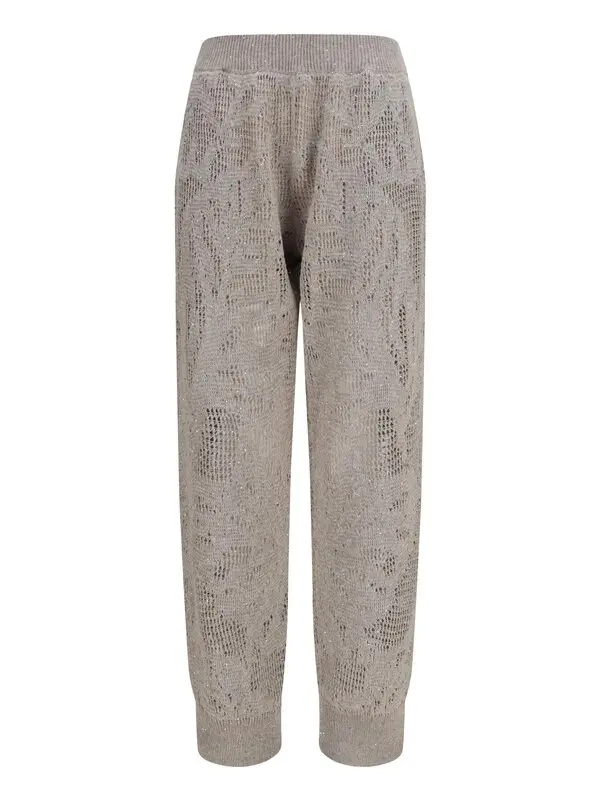Brunello Cucinelli Track Dazzling Water Lillies Pants - Cream