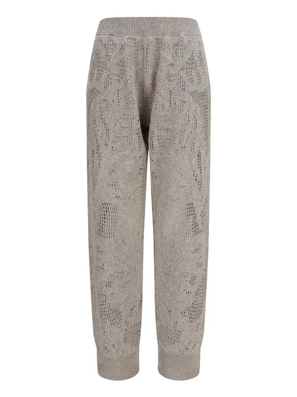 Brunello Cucinelli Track Dazzling Water Lillies Pants - Cream