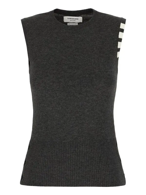 Thom Browne Sleeveless Ribbed Knit Tank Top - Multicolor