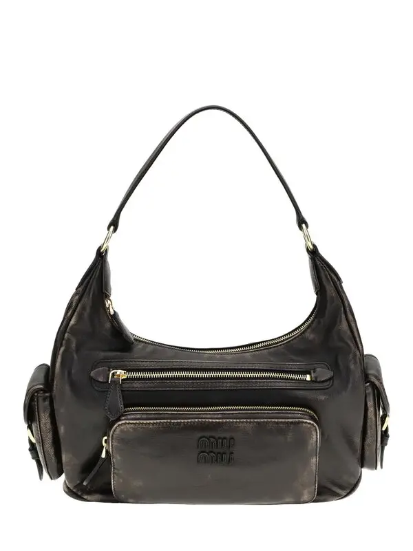 Miu Miu Leather Pocket Shoulder Bag - Brown