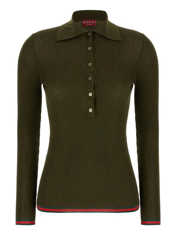 Gucci Ribbed Knit Polo Shirt - Multicolor
