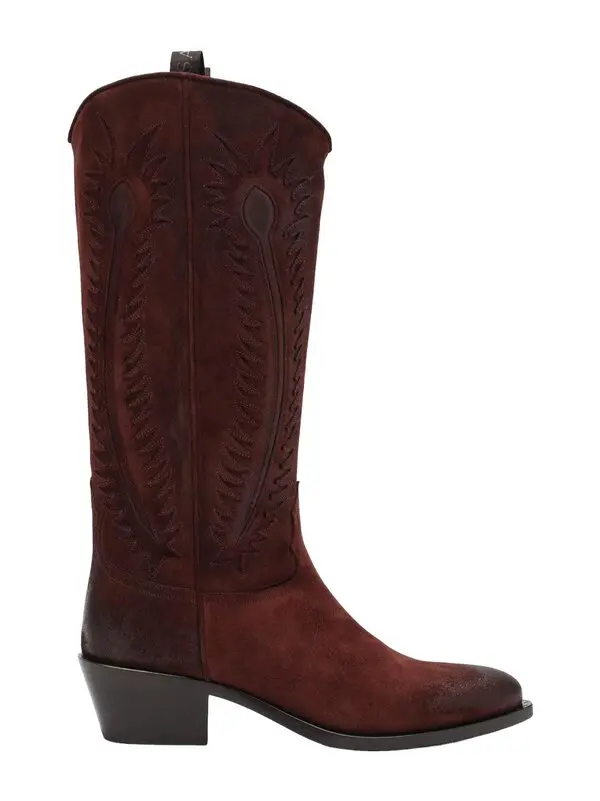 Sartore Suede Frida Western Boot - Brown