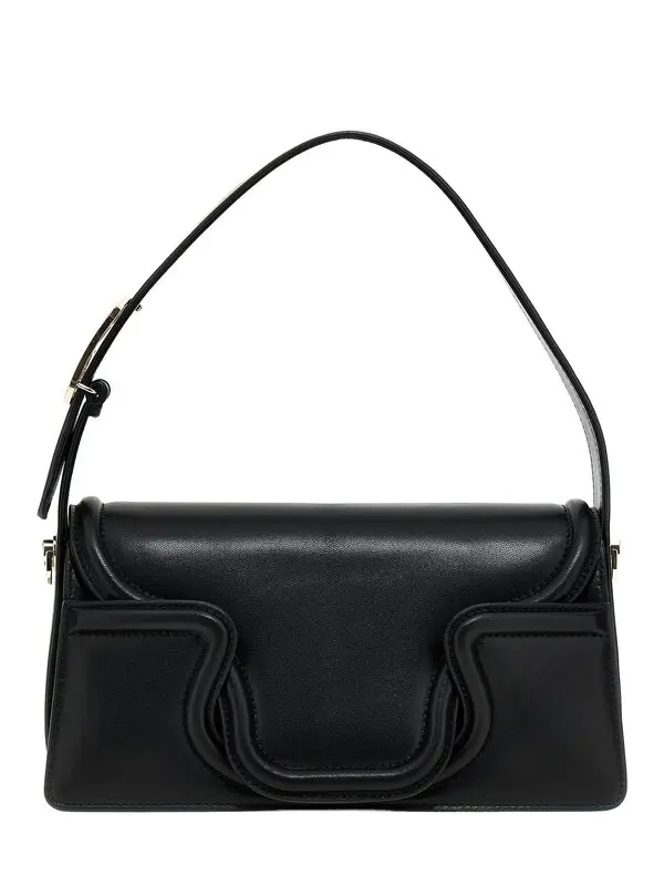 Valentino Garavani Le Grand Deuxième Leather Shoulder Bag - Black