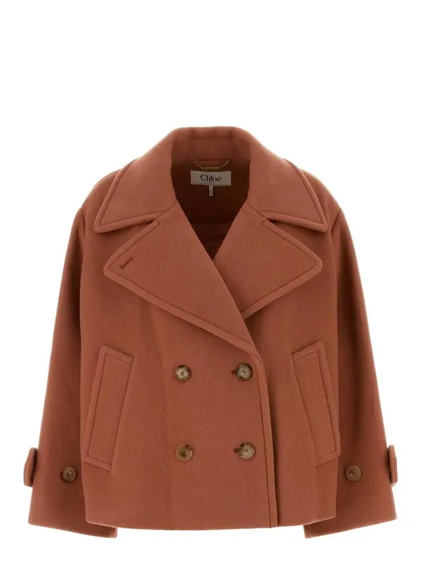 Chloé Dark Wool Blend Coat - Pink