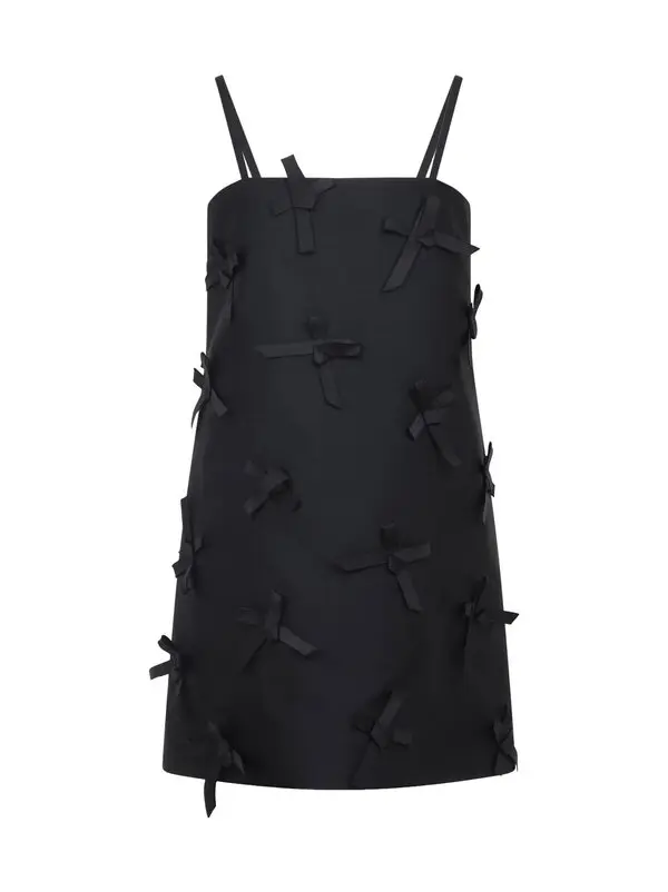 JIL SANDER Silk-blend Bow-detail Mini Dress - Black