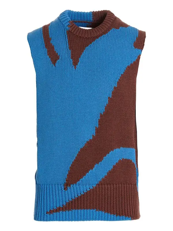 JIL SANDER Colorblock Cotton Knit Vest - Multicolor