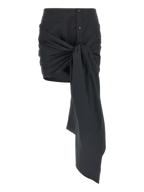 Attico Cotton Bow Mini Skirt - Black