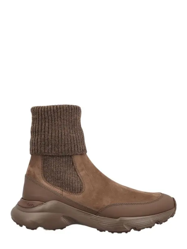 TOD'S Leather Knitted Chelsea Boots - Multicolor