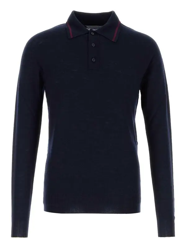 Balenciaga Midnight Wool Polo Shirt - Blue
