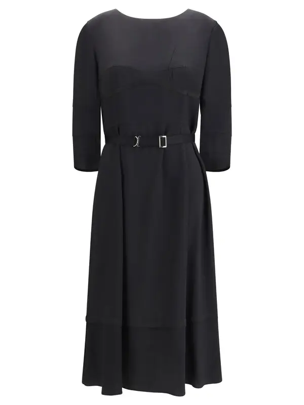 Prada Wool And Silk Midi Dress - Black