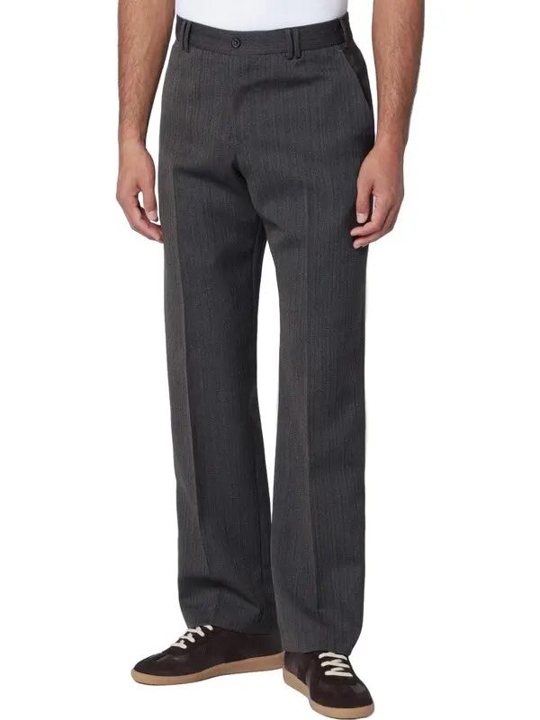 PT TORINO Striped Wool Trousers - Brown
