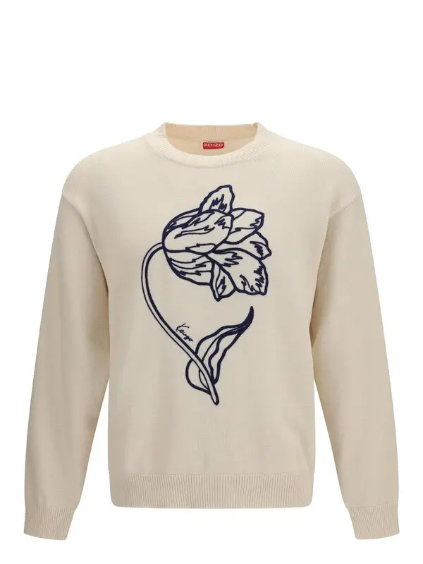 Kenzo Tulip Wool And Cotton Sweater - Cream