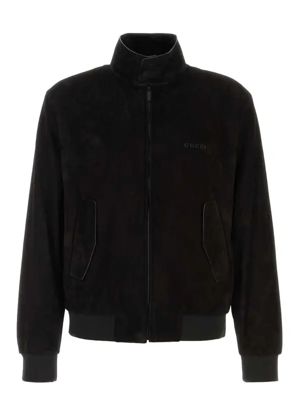 Gucci Suede Bomber Jacket - Black