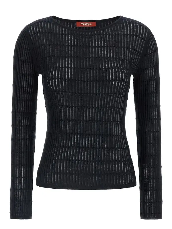 Max Mara Mstpedone Ribbed Knit Sweater - Blue