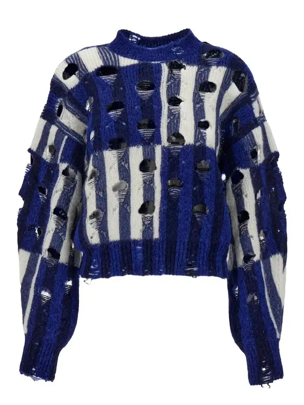 Off-White Striped Distressed Knitwear - Multicolor