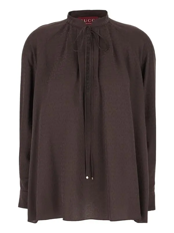 Gucci Band Collar Long Sleeve Blouse - Multicolor