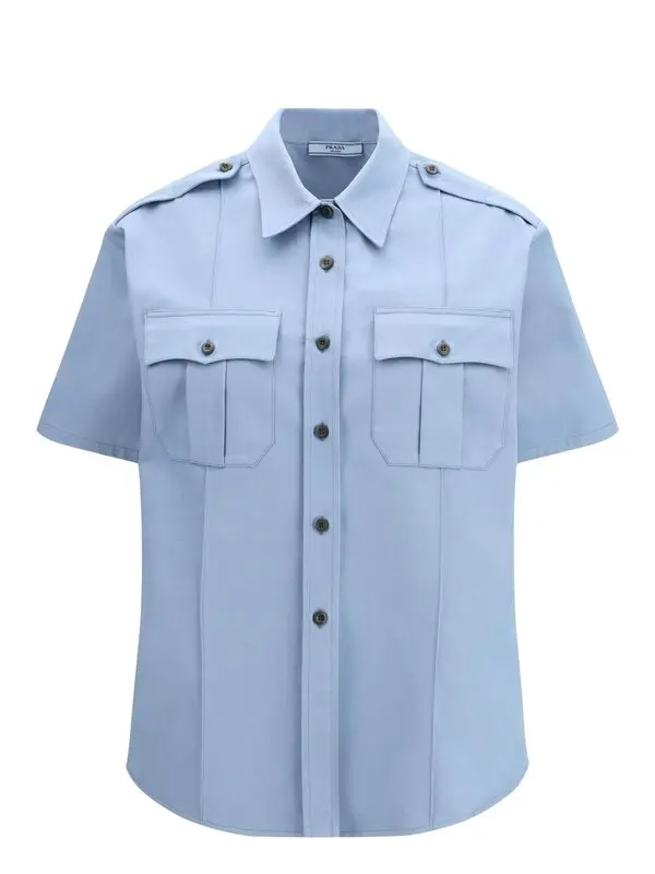 Prada Cotton Short-sleeved Shirt - Blue