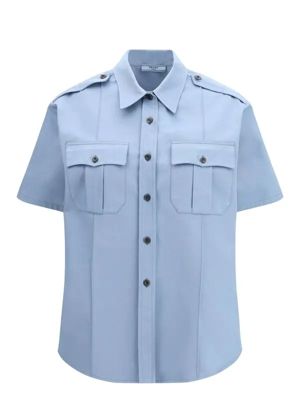Prada Cotton Short-sleeved Shirt - Blue