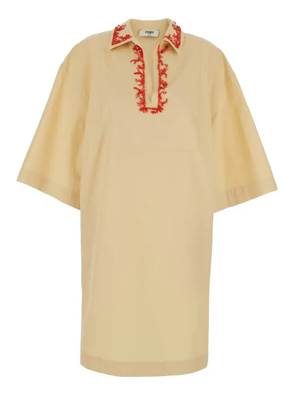 Fendi Cotton Embroidered Polo Dress - Multicolor