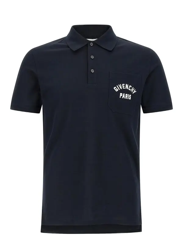 Givenchy Pocket Embroidery Polo Shirt - Blue