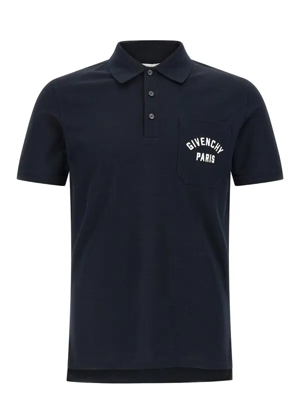 Givenchy Pocket Embroidery Polo Shirt - Blue