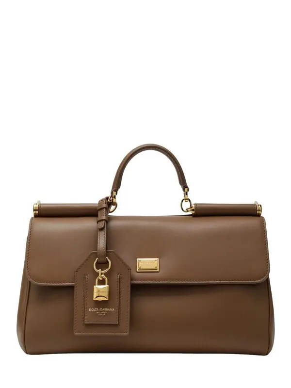 Dolce & Gabbana My Sicily Top Handle Bag In Caramel Leather - Brown