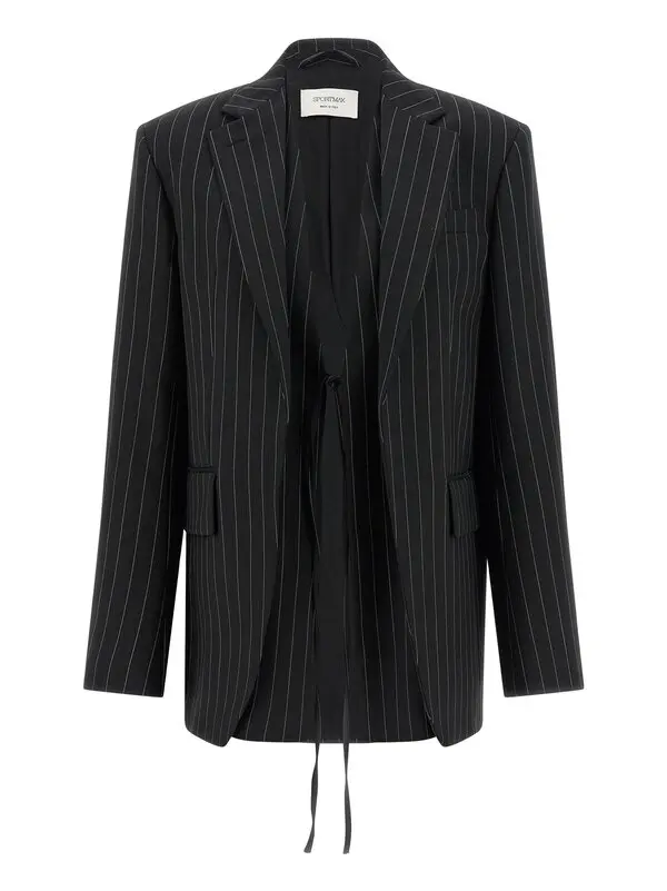 Sportmax Spxdivina Pinstripe Blazer Jacket - Black