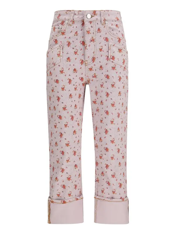 GANNI Printed Capri Pants - Pink
