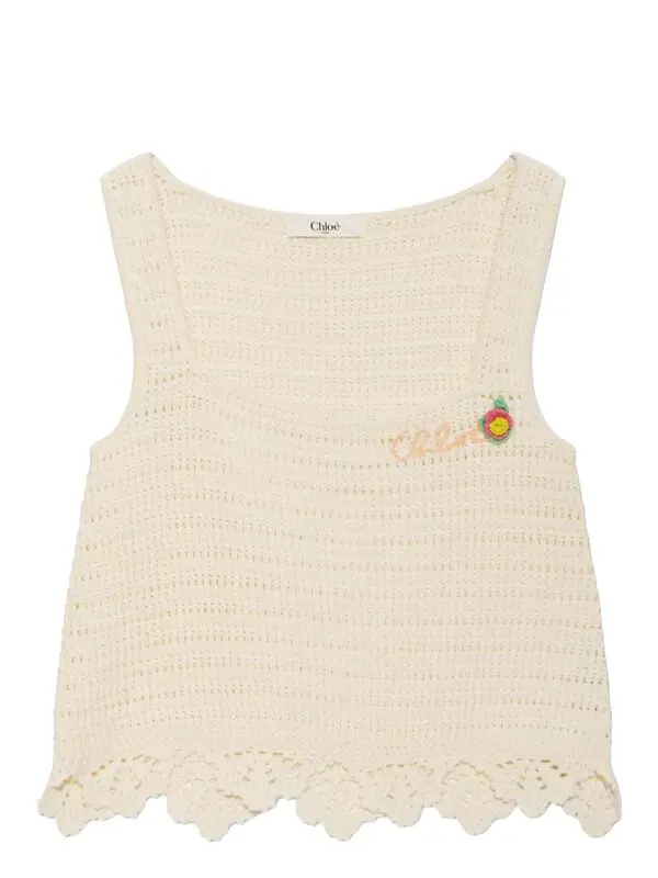 Chloé Cotton Crochet Knit Top - Multicolor