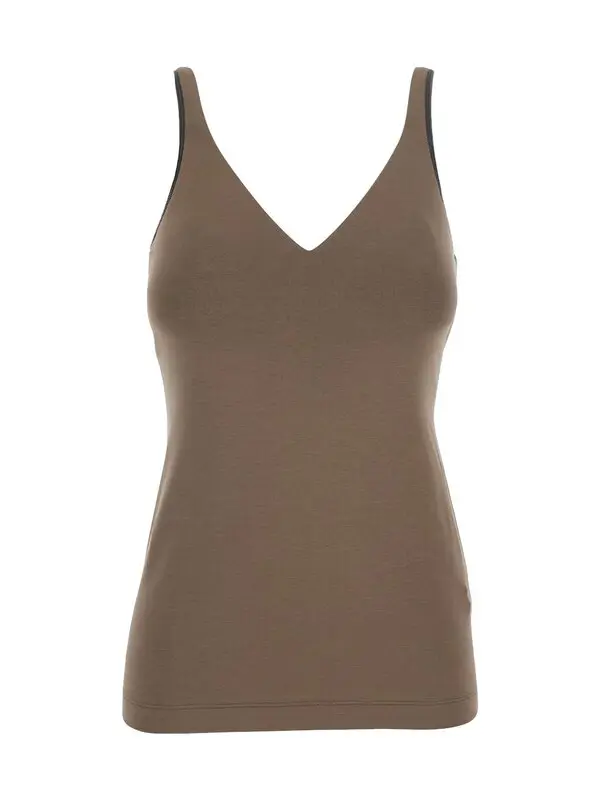 Brunello Cucinelli Monil-detailed Cotton Top - Brown