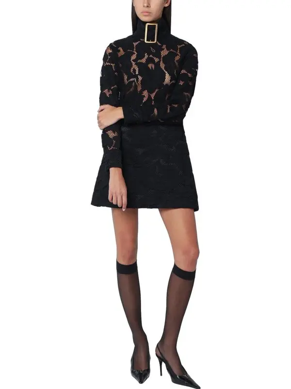 PATOU Mini Dress With Buckle Collar - Black