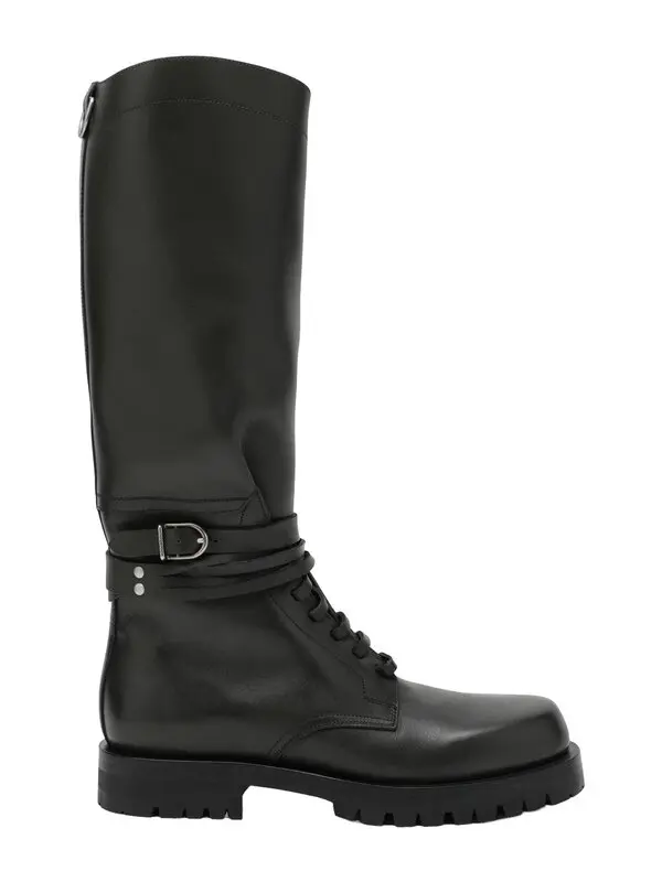 DURAZZI MILANO Leather Combat Boots - Green